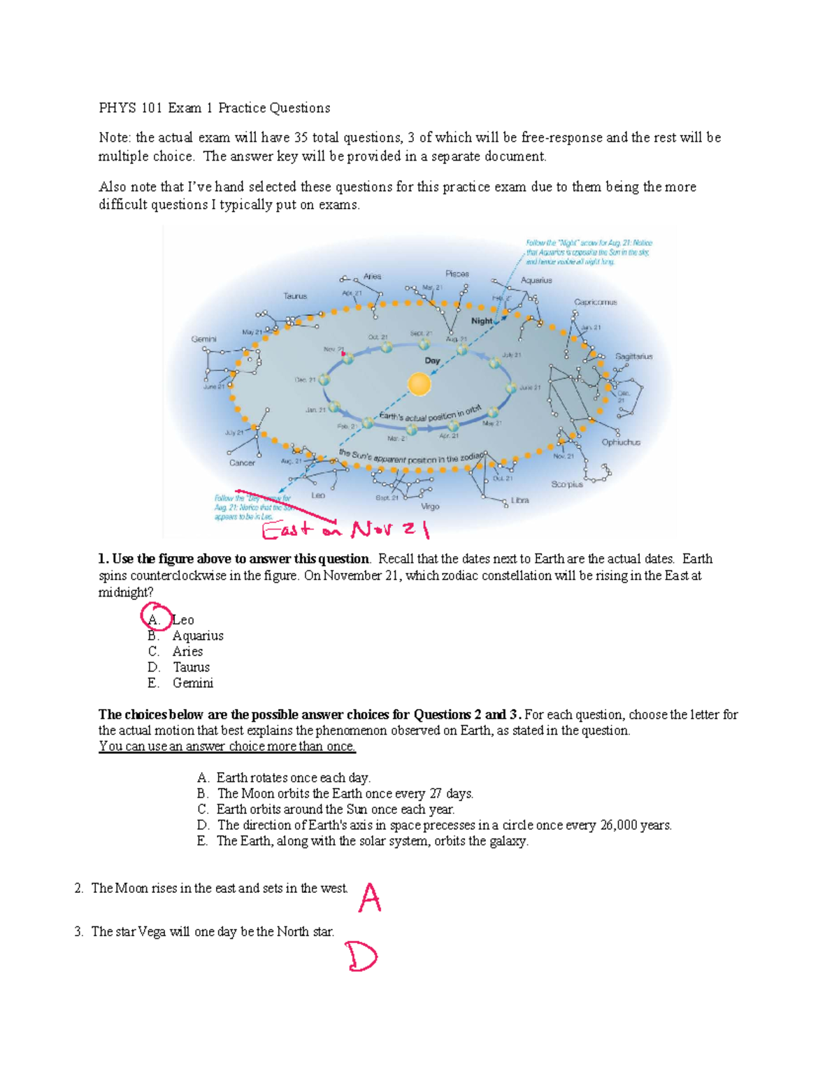 PHYS 101 Exam 1 Practice Questions & Key Concepts - Studocu
