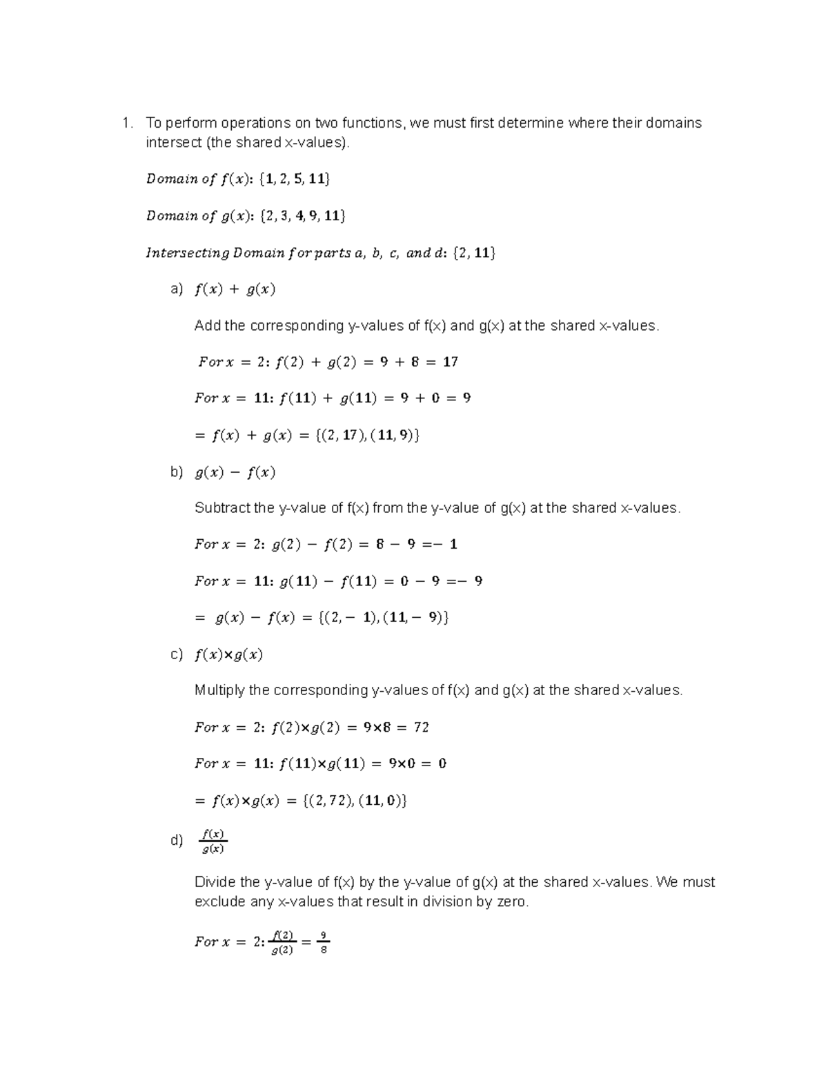 MHF4U Assignment 5: Analyzing Function Operations and Domains - Studocu