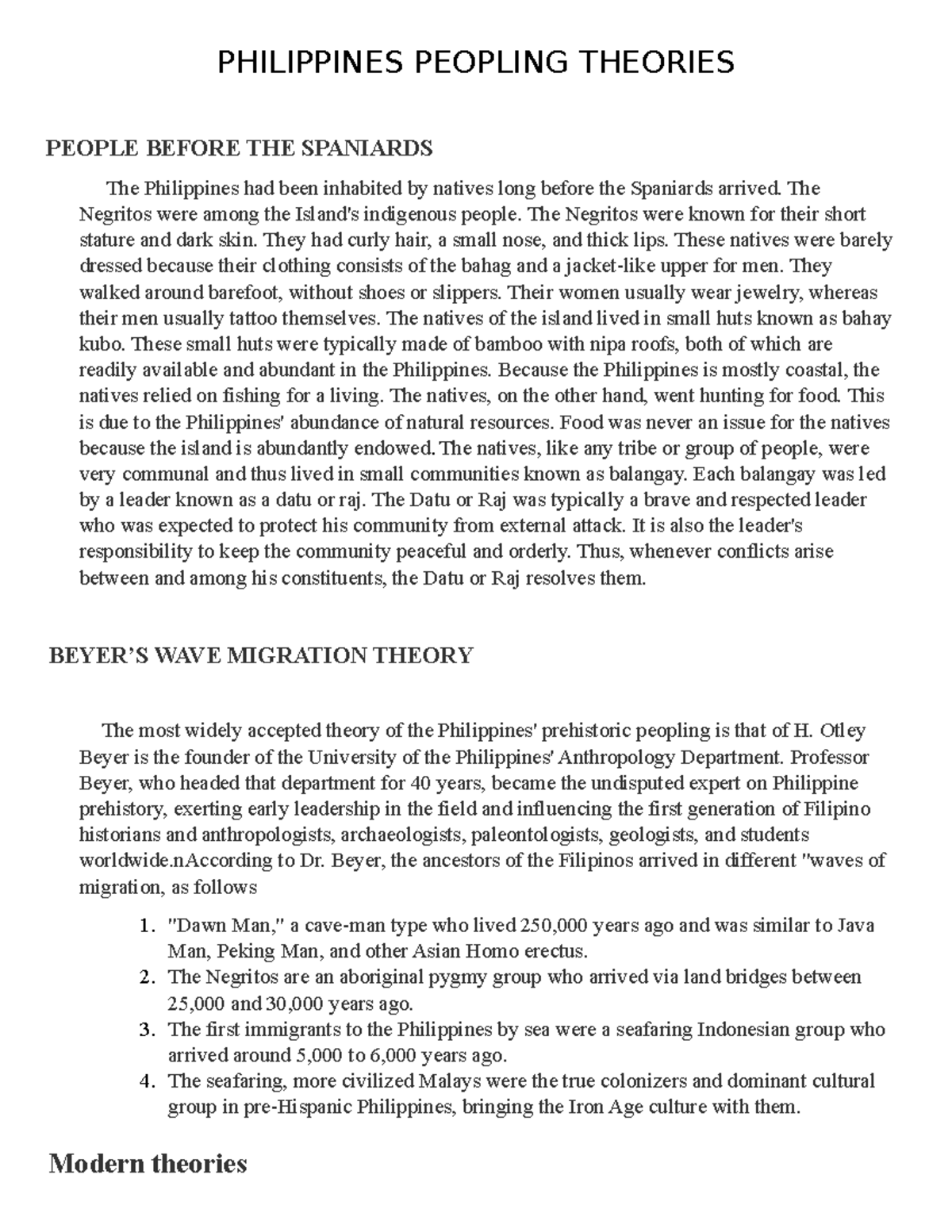 Philippines Peopling Theories: Historical Perspectives and Migration ...