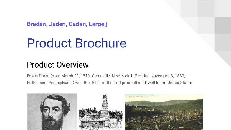 Brochure: Edwin Drake's Innovative Oil Well Development - Studocu