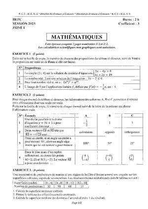 Devoir de Maths Seconde C - Année Scolaire 2024-2025 - Studocu