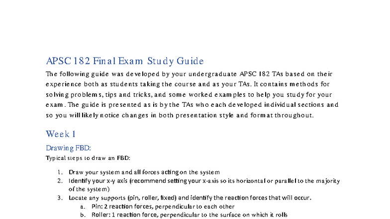APSC 182 Final Exam Study Guide: Key Concepts and Practice Problems ...