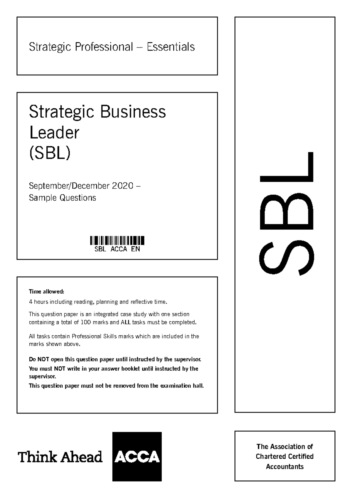 Sbl-2020-septdec-q - Past exams can prepare you for the styles of question you may face in your ...