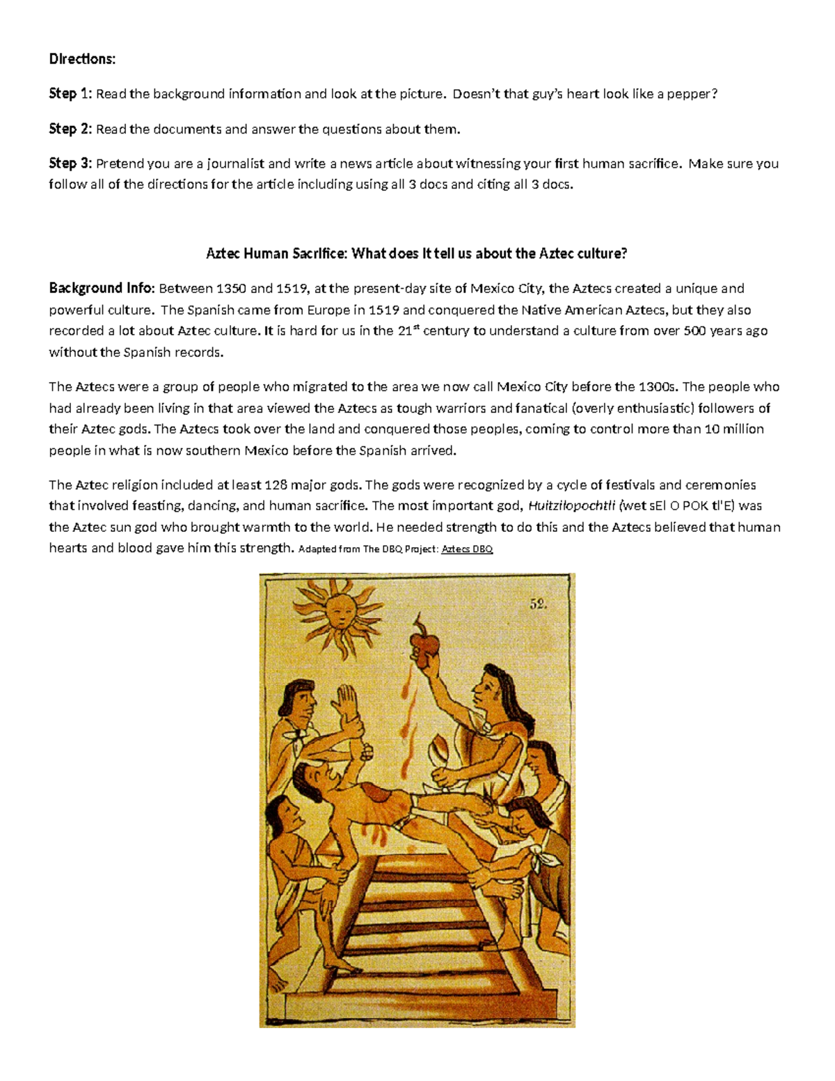 DBQ: Aztec Human Sacrifice - Insights into Culture & Rituals - Studocu