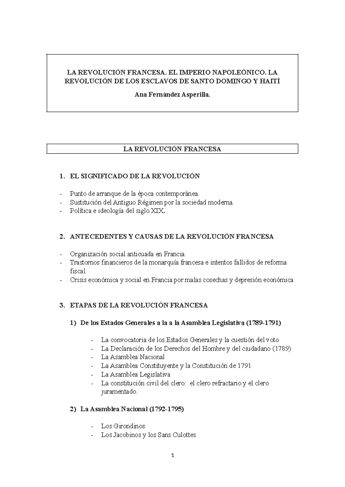 LA REV. FRANCESA, ERA NAPOLEÓNICA Y REVOLUCIÓN EN HAITÍ - Studocu