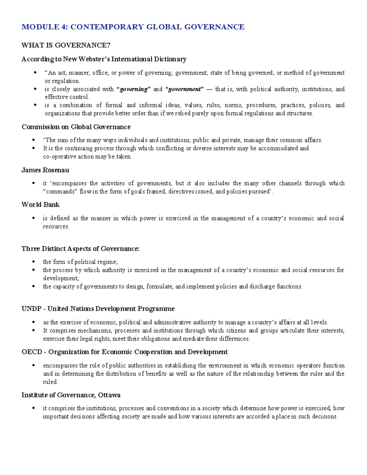 TCW- Midterm: Understanding Global Governance Concepts and Frameworks ...