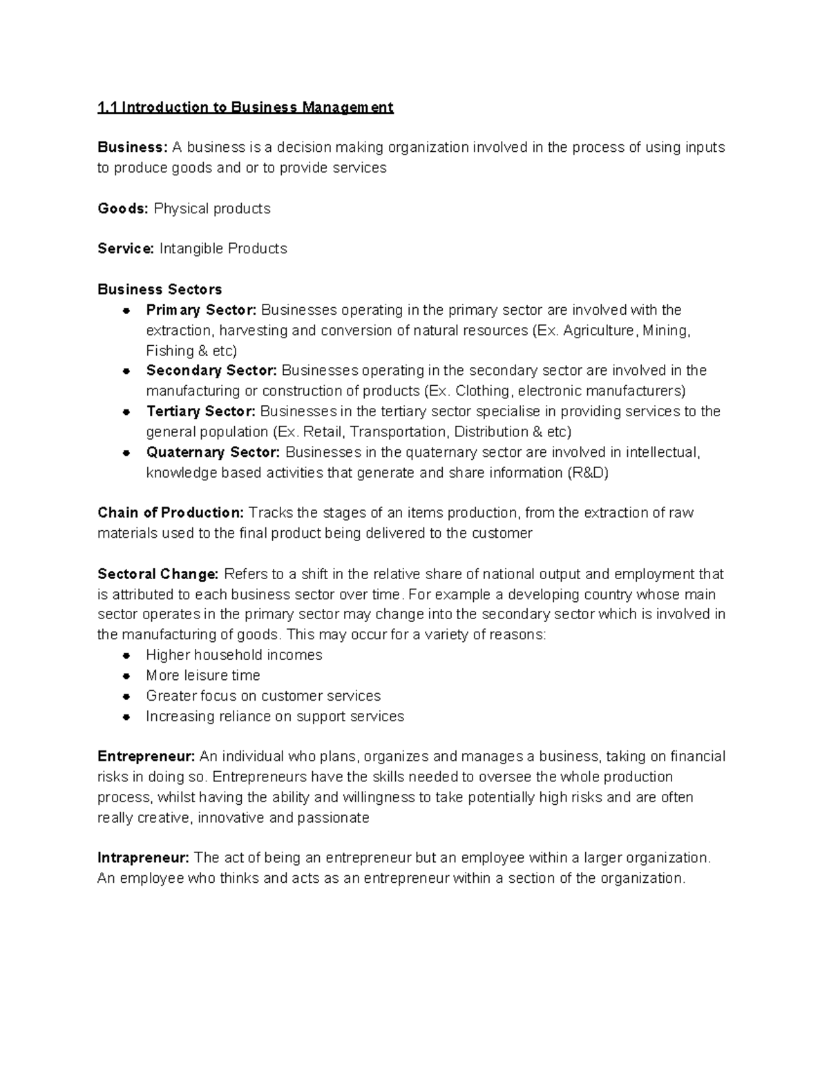 Business Unit 1 Business Organization and Environment - 1 Introduction ...
