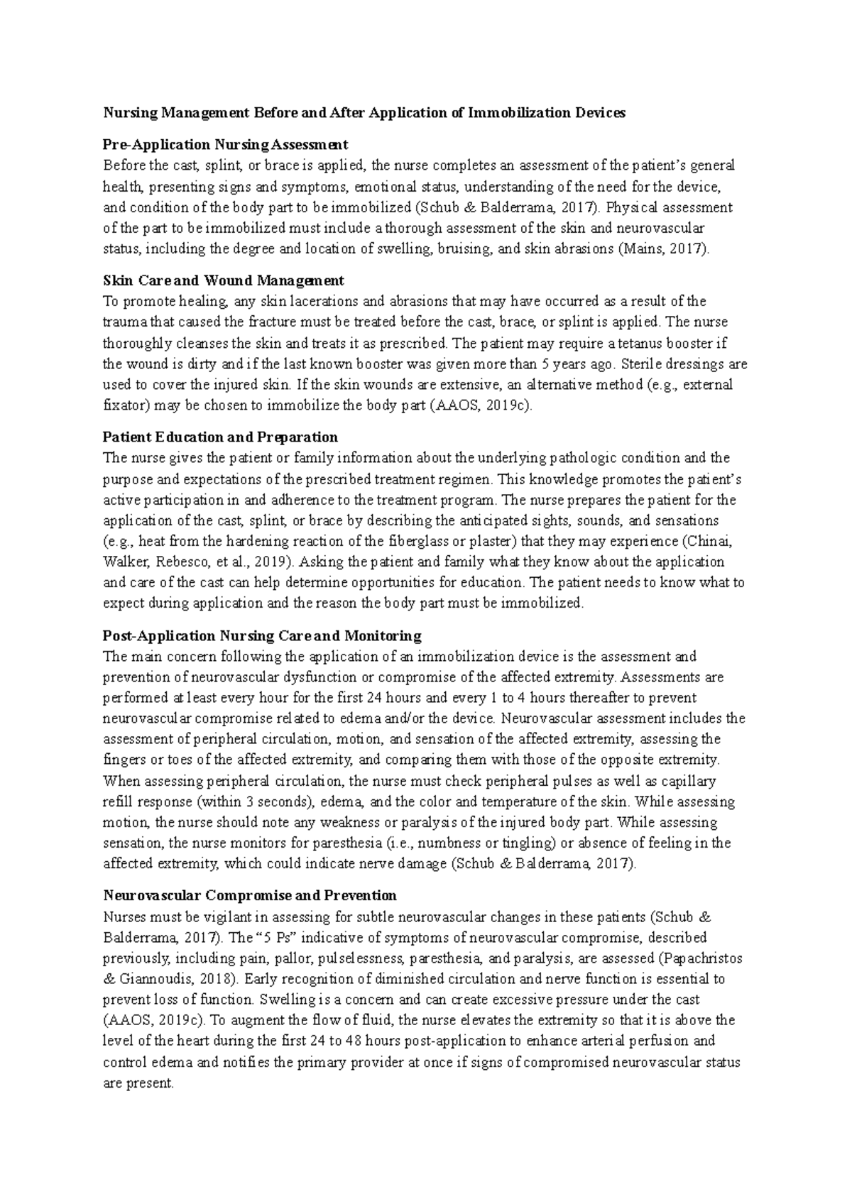 NUR 204: Nursing Management of Cast Care & Patient Assessment - Studocu