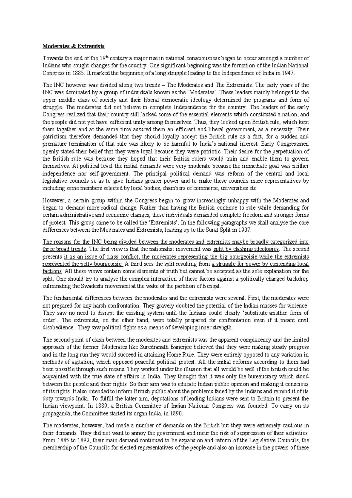 Moderates vs Extremists: IIS 101 Overview of INC's 1907 Split - Studocu