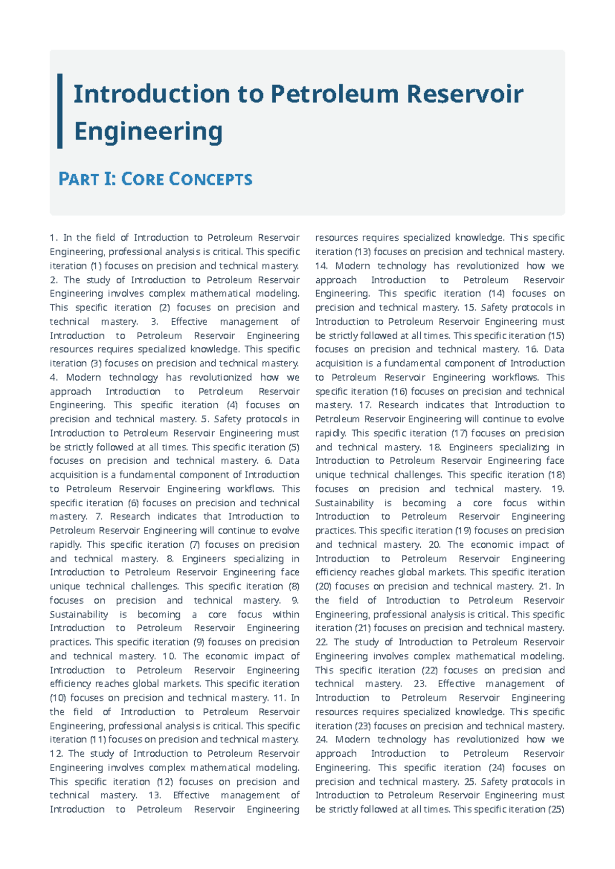 Introduction to Petroleum Reservoir Engineering Part I: Core Concepts ...