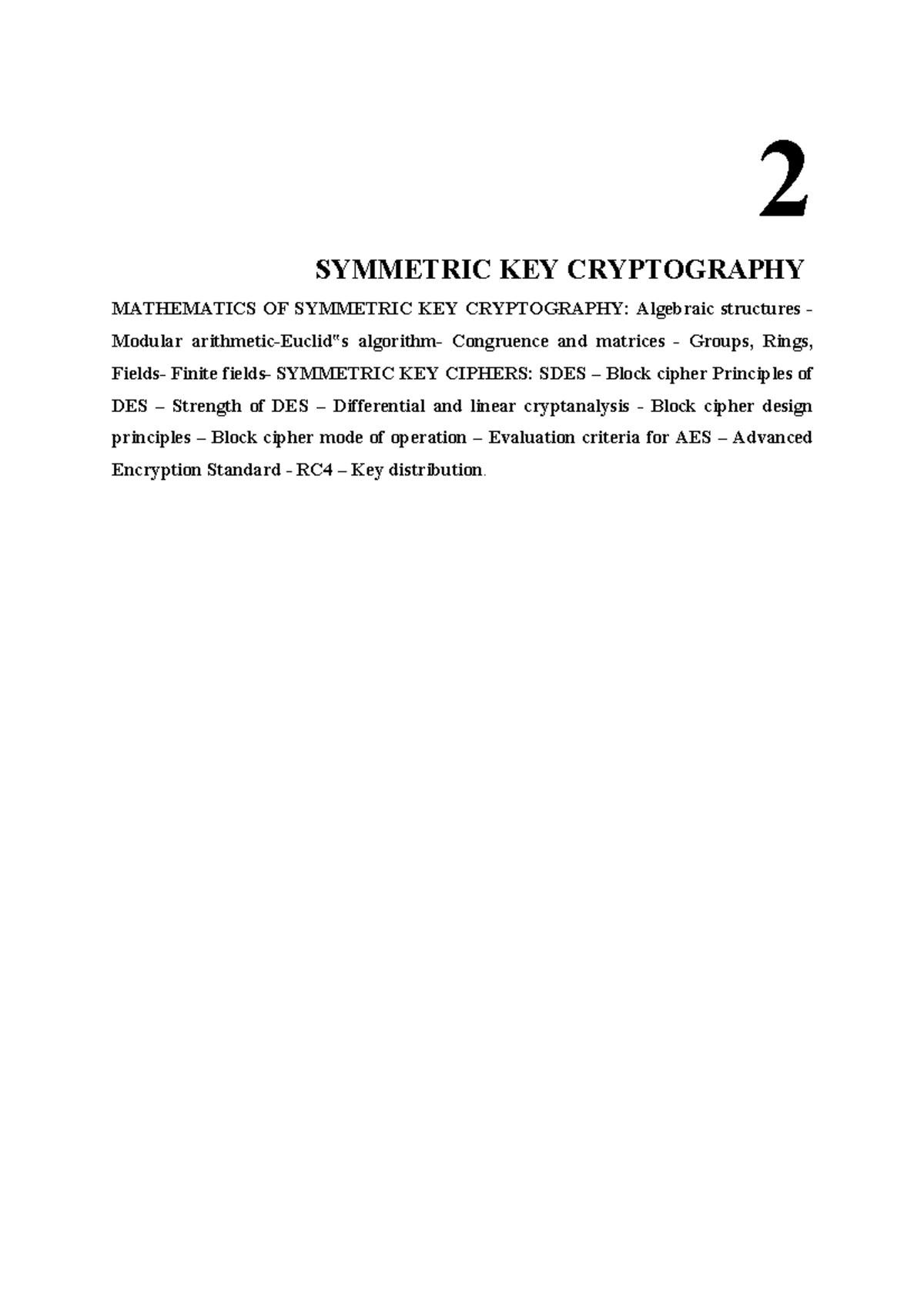 CB3491 CCS Unit 2: Mathematics of Symmetric Key Cryptography - Studocu
