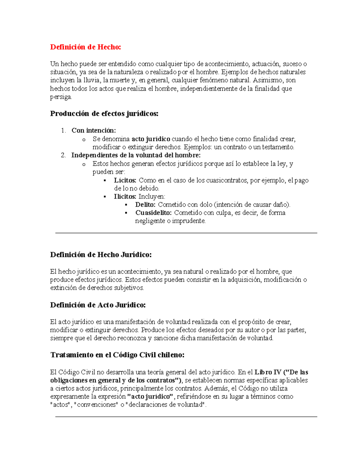ACTO Juridico - Definición de Hecho: Un hecho puede ser entendido como ...