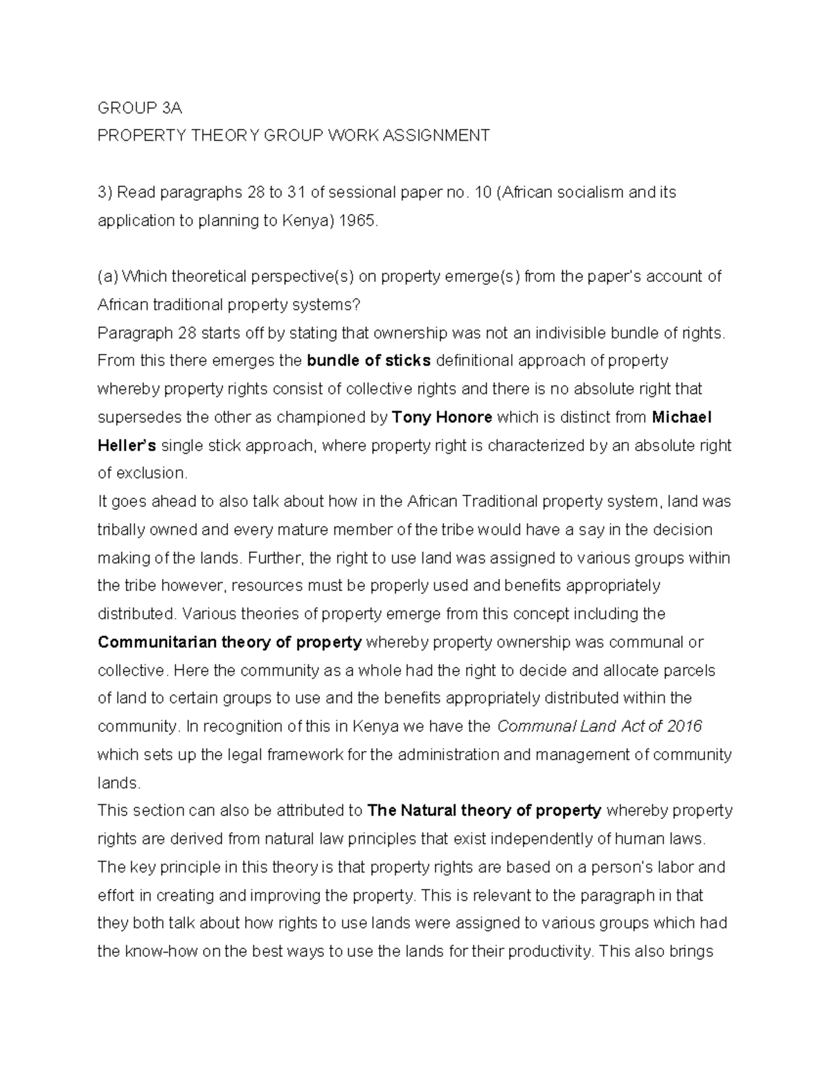 Property theory assignment - GROUP 3A PROPERTY THEORY GROUP WORK ...