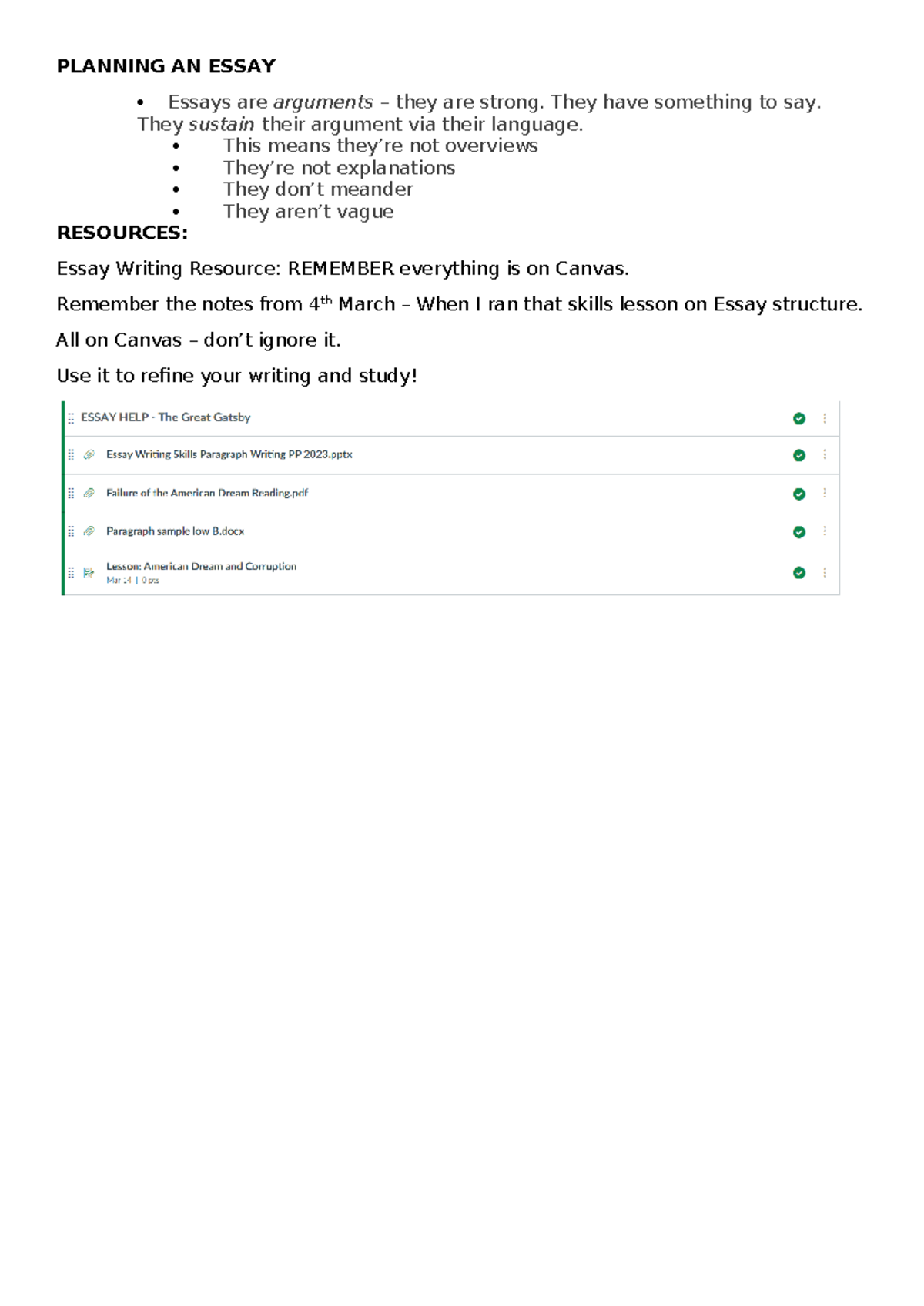 PLANNING AN ESSAY: Scaffold for Great Gatsby Analysis - Studocu