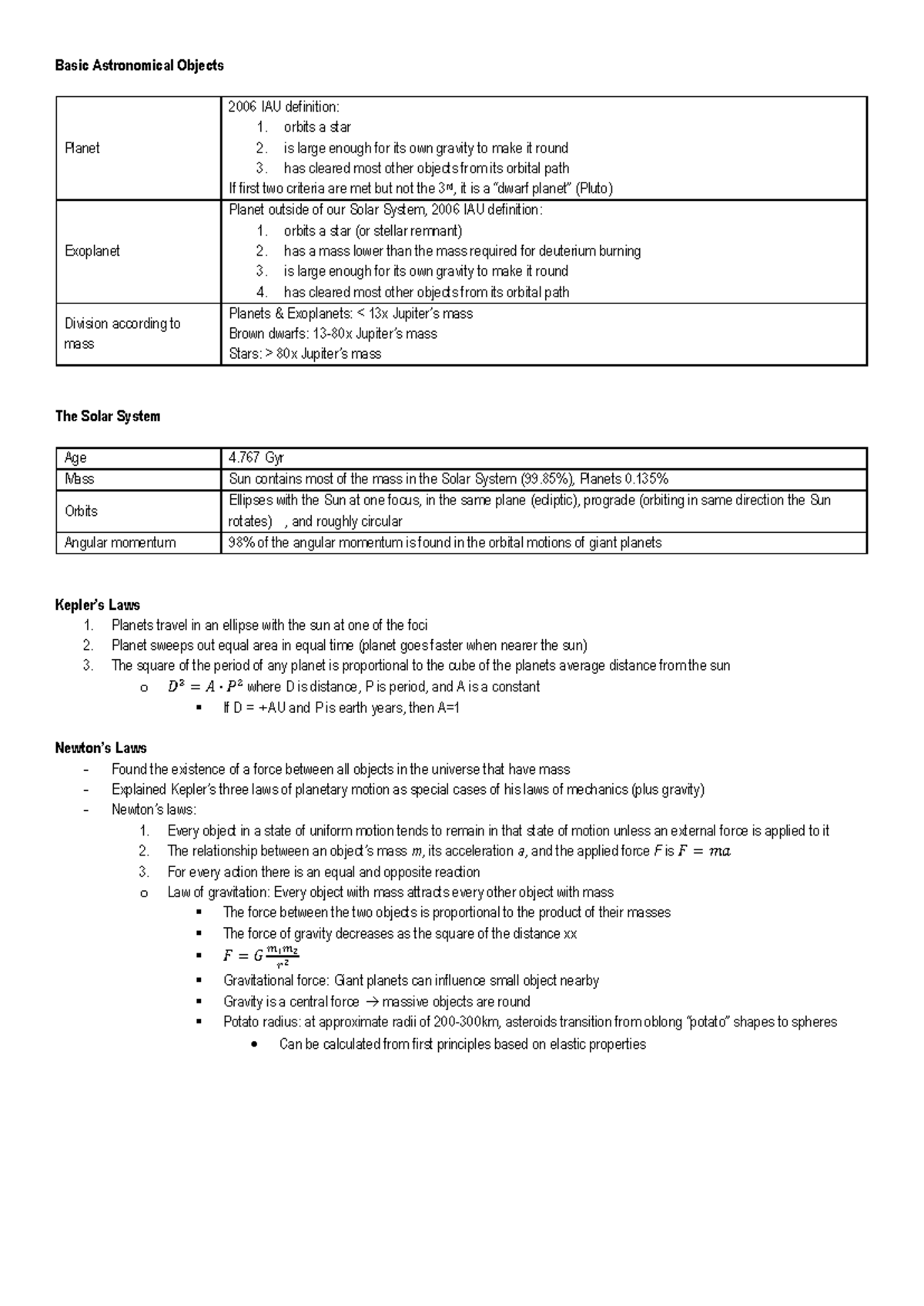 AST248 Lecture Notes: Basic Astronomical Objects and Planetary ...