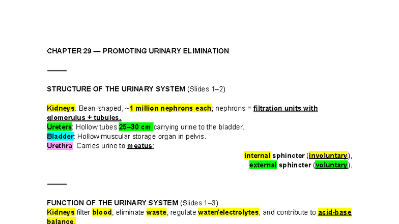 Chapter 29: Promoting Urinary Elimination - Nursing Care Techniques ...