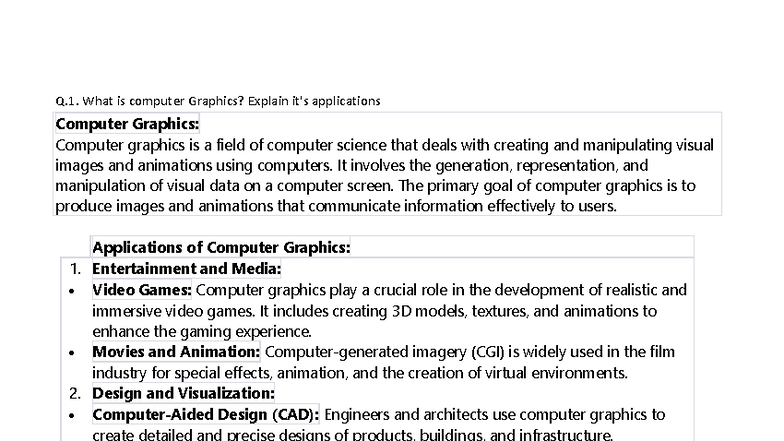 CG red - Computer Graphics: Applications and Techniques Explained - Studocu