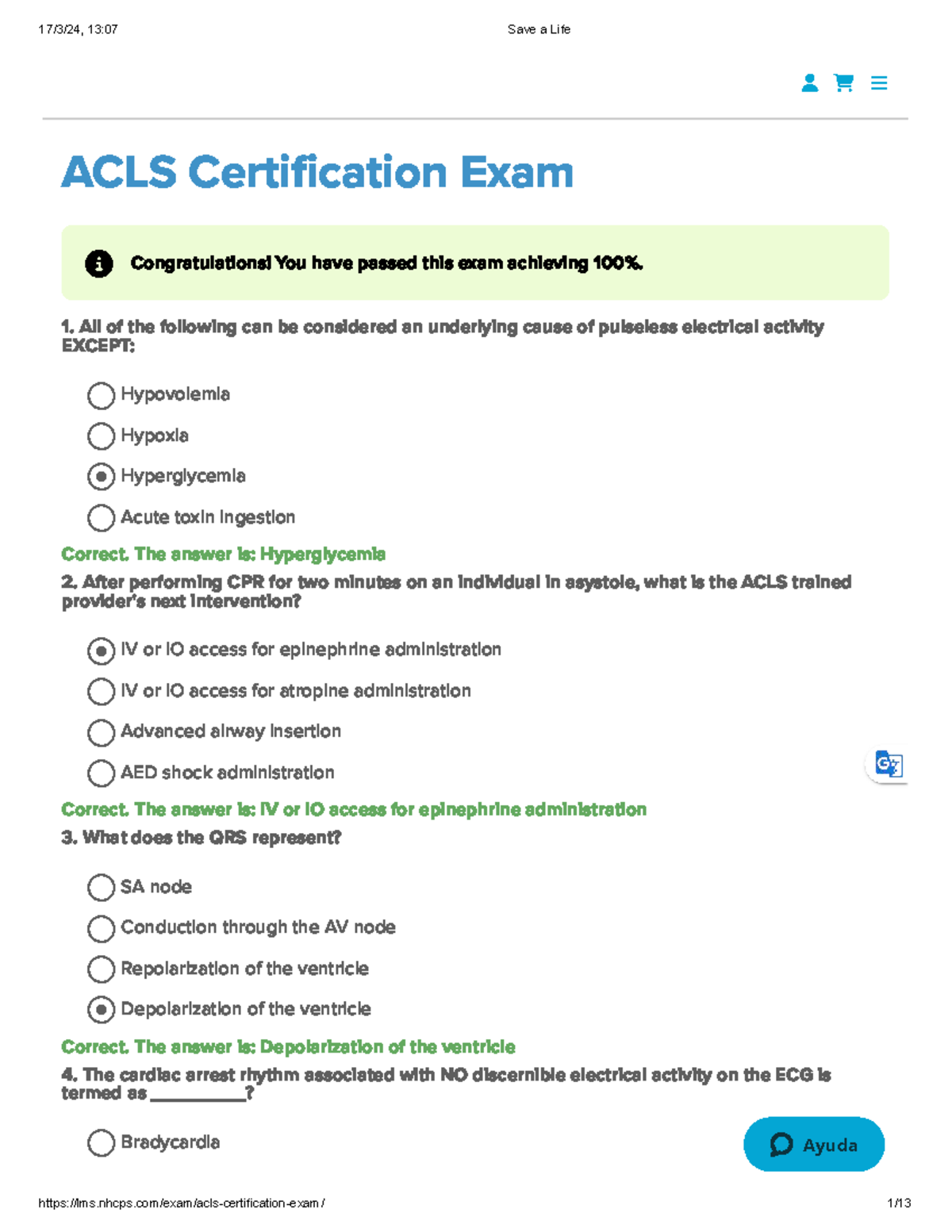 ACLS Certification Exam Summary: Save a Life 13:07 - Studocu