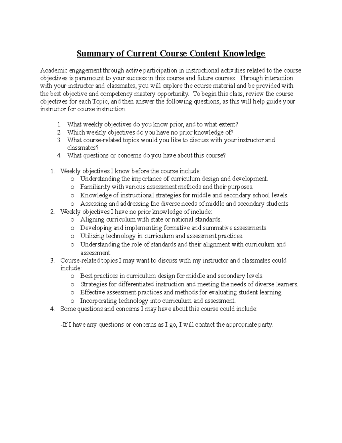 Summary of Course Content Knowledge for ED 101: Active Engagement - Studocu