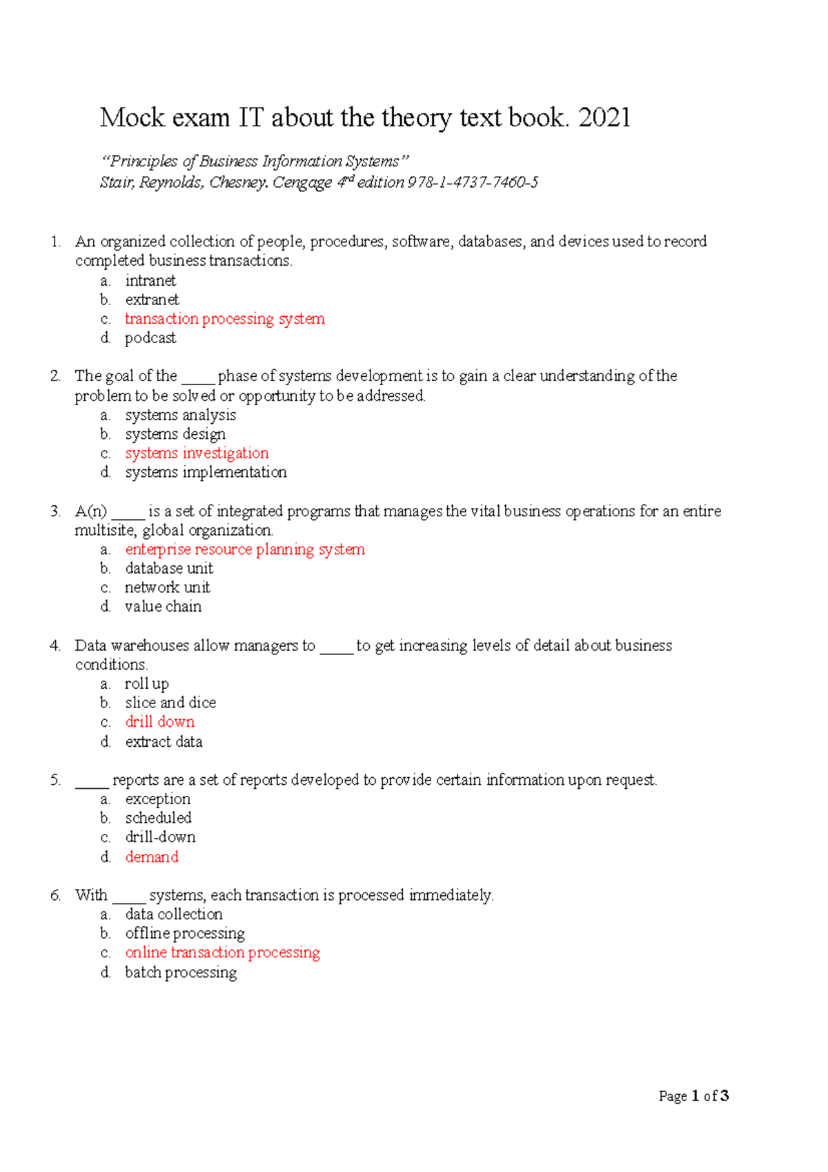 IT 2021 Mock Exam: Principles of Business Information Systems Answers ...