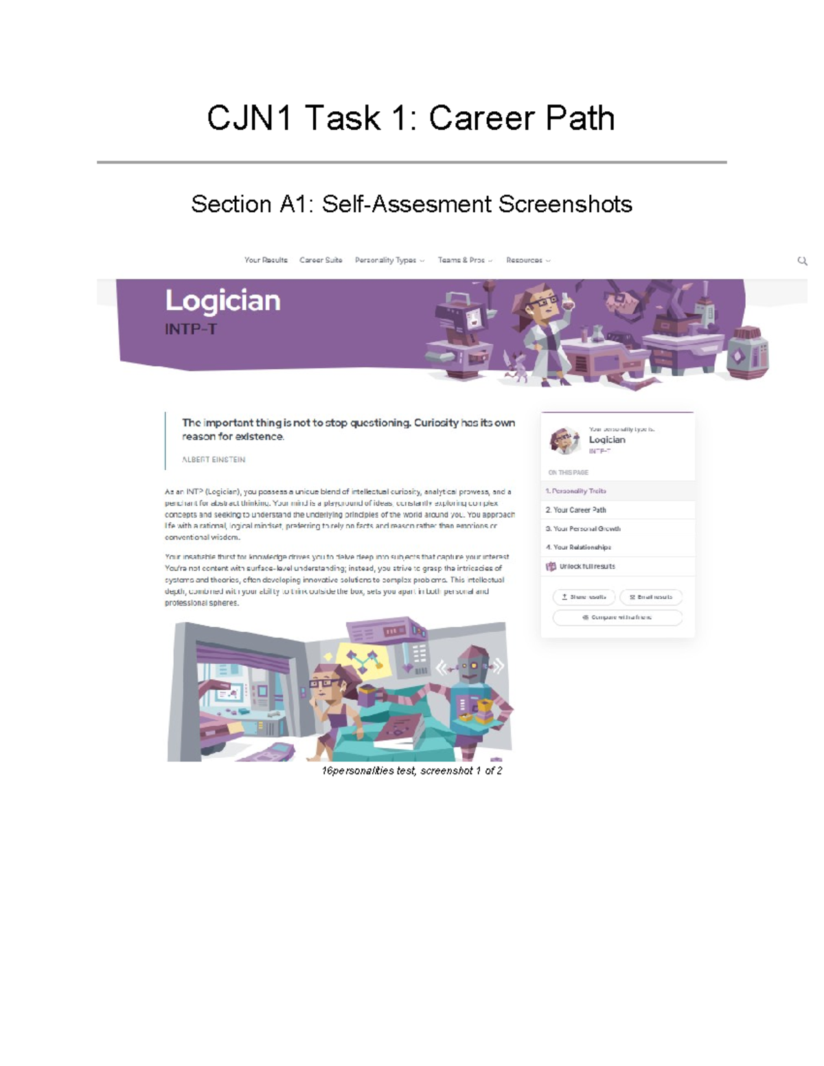 CJN1 Task 1: Career Path Analysis and Nursing Aspirations - Studocu