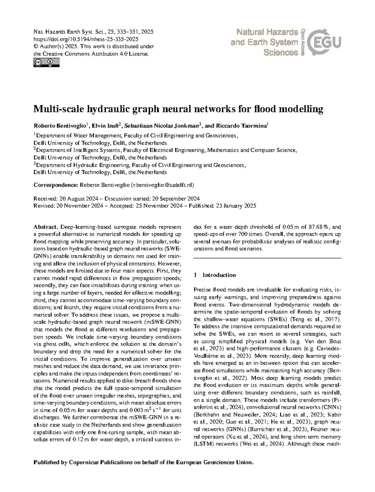 Hydraulic Graph Neural Networks for Flood Modelling (Nat. Hazards Earth ...