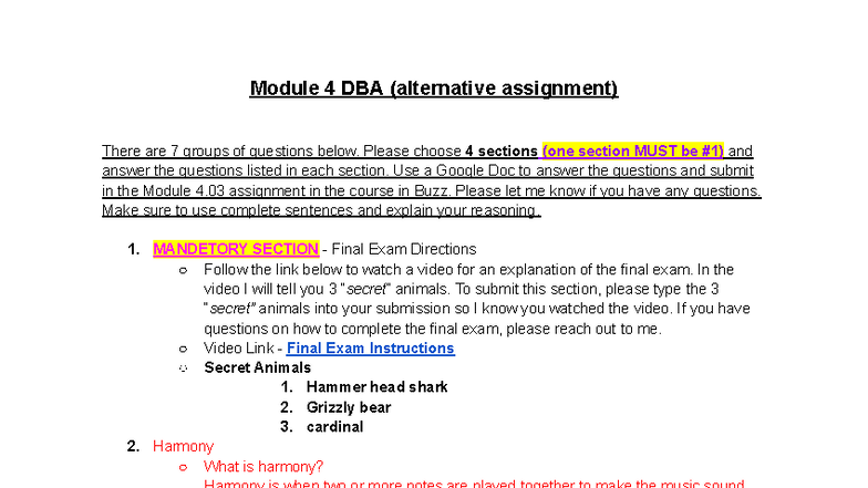 Module 4 DBA Final Exam Instructions and Questions - Studocu