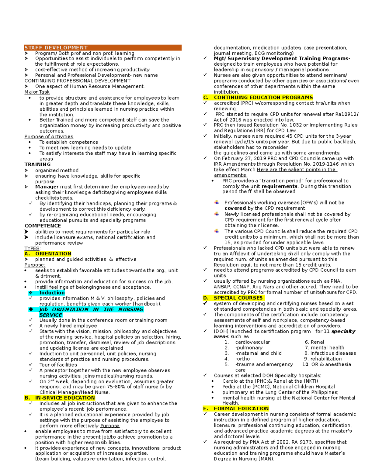 Staff Development - lecture notes - STAFF DEVELOPMENT Program/ Both ...