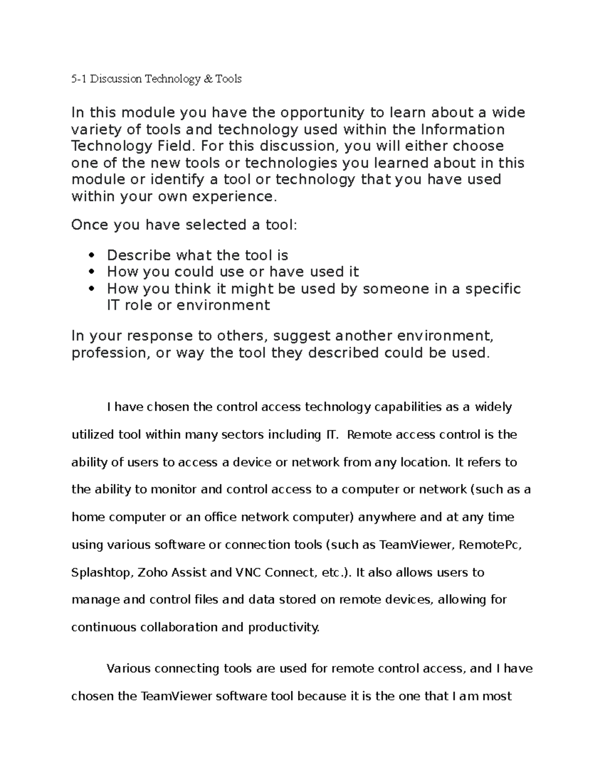 5-1 Discussion Technology & Tools - 5-1 Discussion Technology & Tools ...
