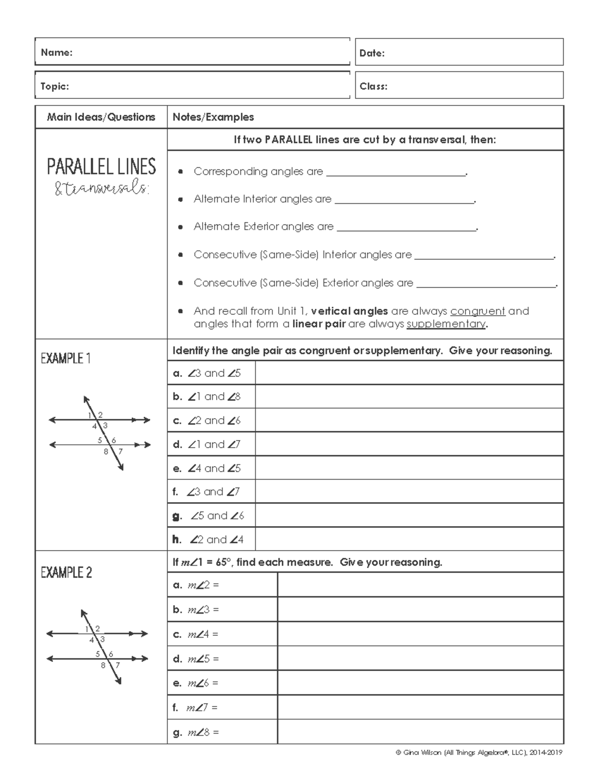 Kami Export - 2. Parallel Lines Cut by a Transversal - Main Ideas ...