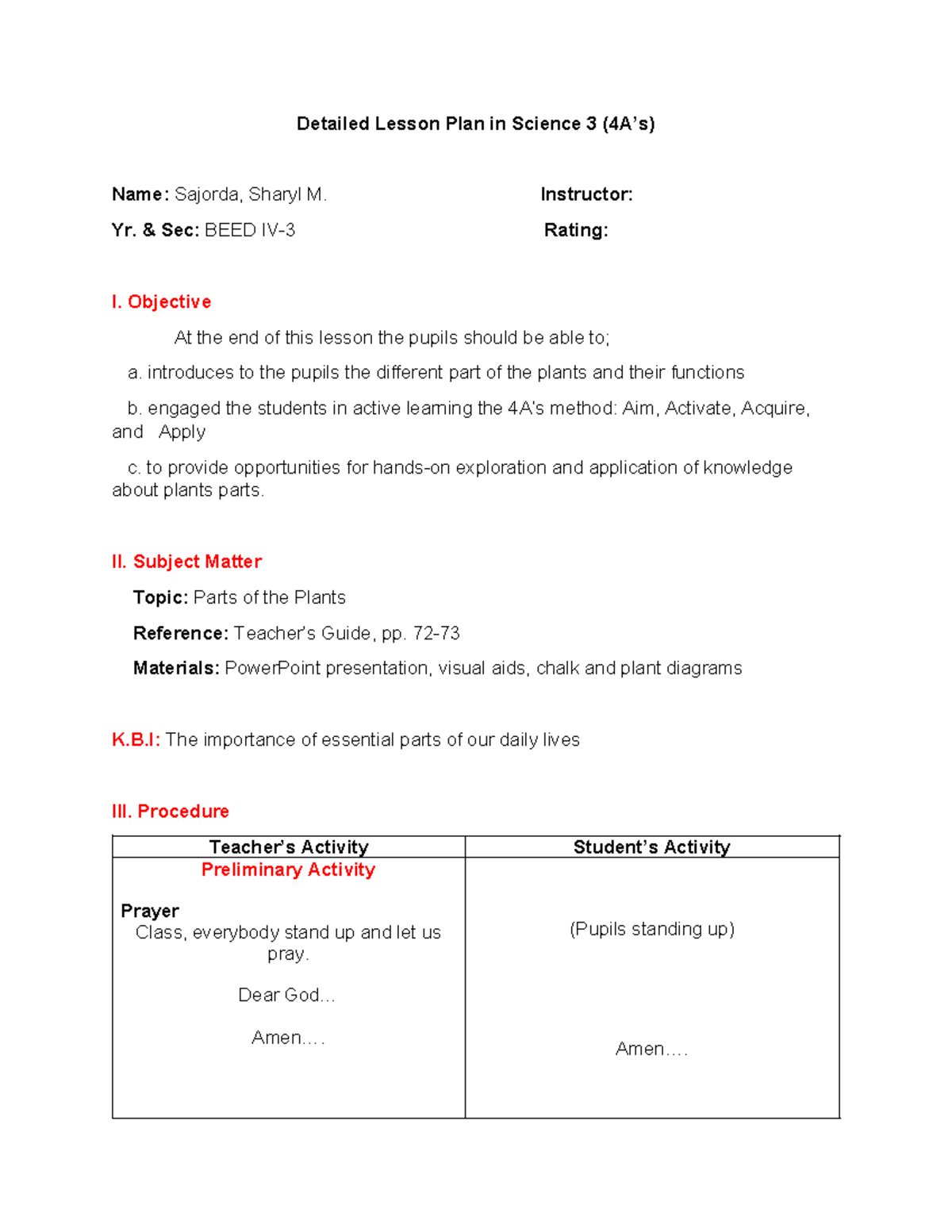 4'A's Detailed Lesson Plan in Science 3 (Auto Recovered) - Detailed ...
