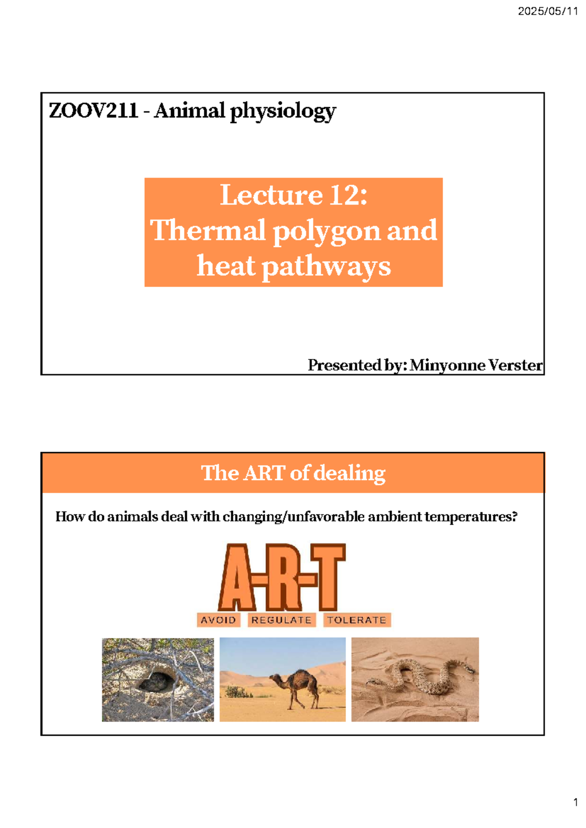 ZOOV211 Animal Physiology Lecture 12: Thermal Polygons & Heat Pathways ...