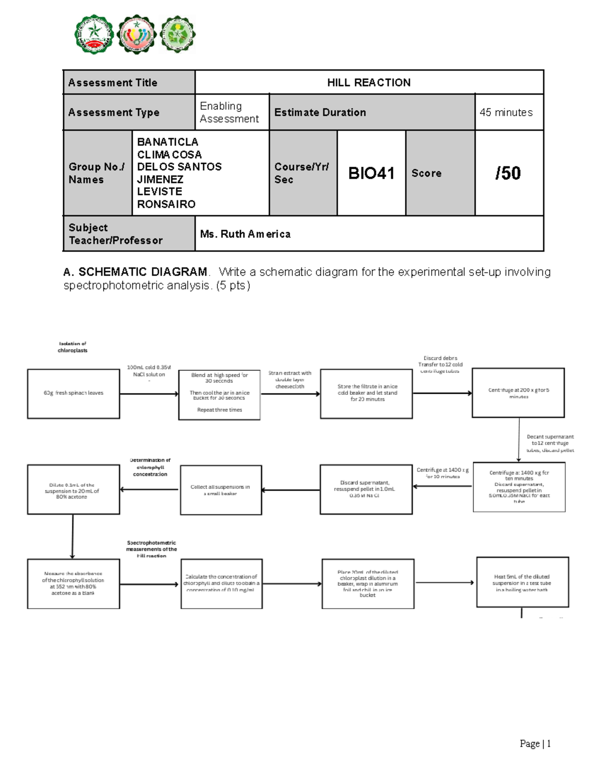 WS6-Hill-Reaction - Hill reaction - Assessment Title HILL REACTION ...