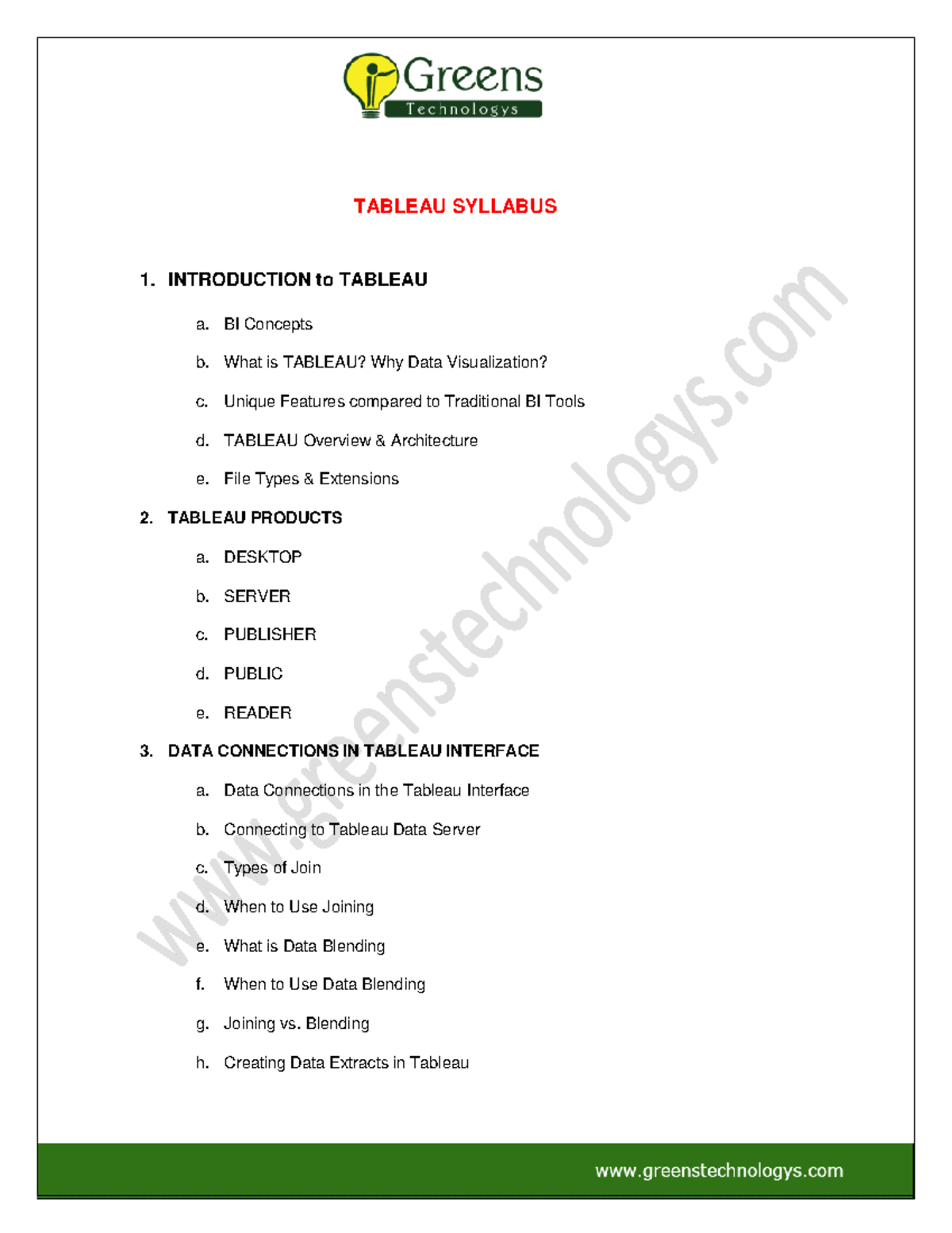 Tableau Syllabus Overview - ACCREDIATIOJN Course Details and Key Concepts - Studocu