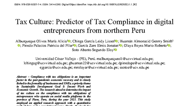 Tax Culture and Compliance: Insights from Digital Entrepreneurs in Peru ...