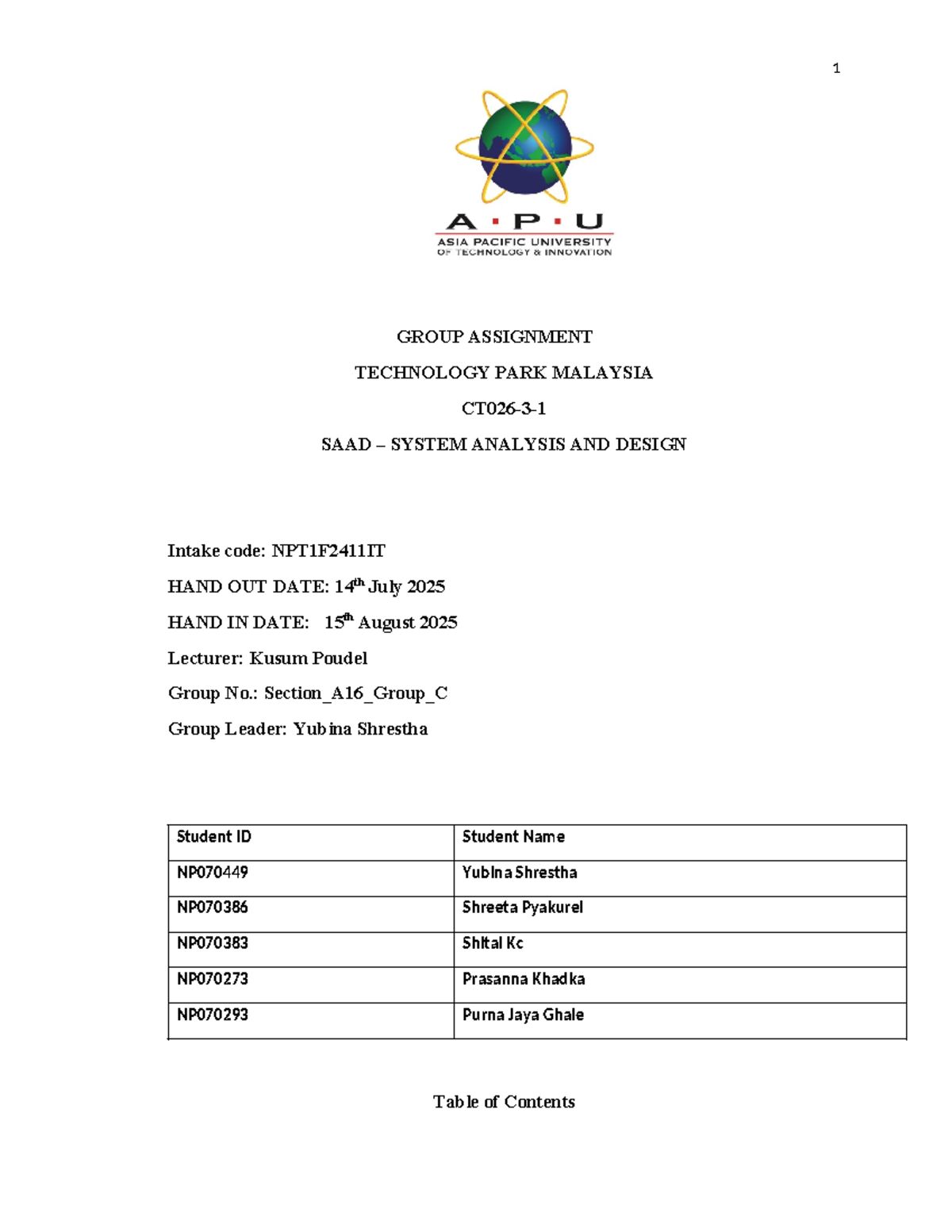 NPT1F2411IT Group Assignment: System Analysis & Design for TechWave ...