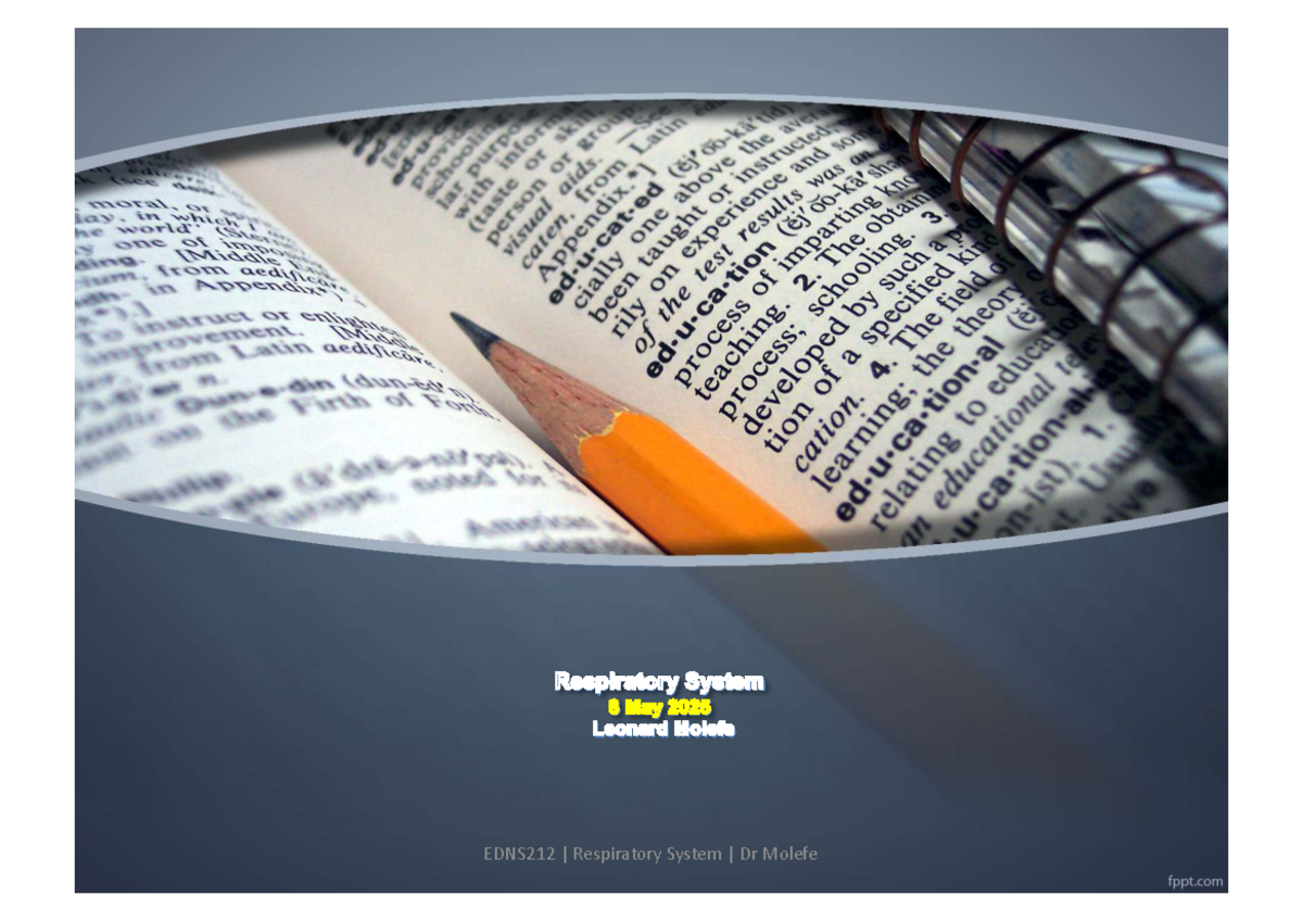EDNS212 Final Exam Study Guide: Respiratory System by Dr. Molefe - Studocu