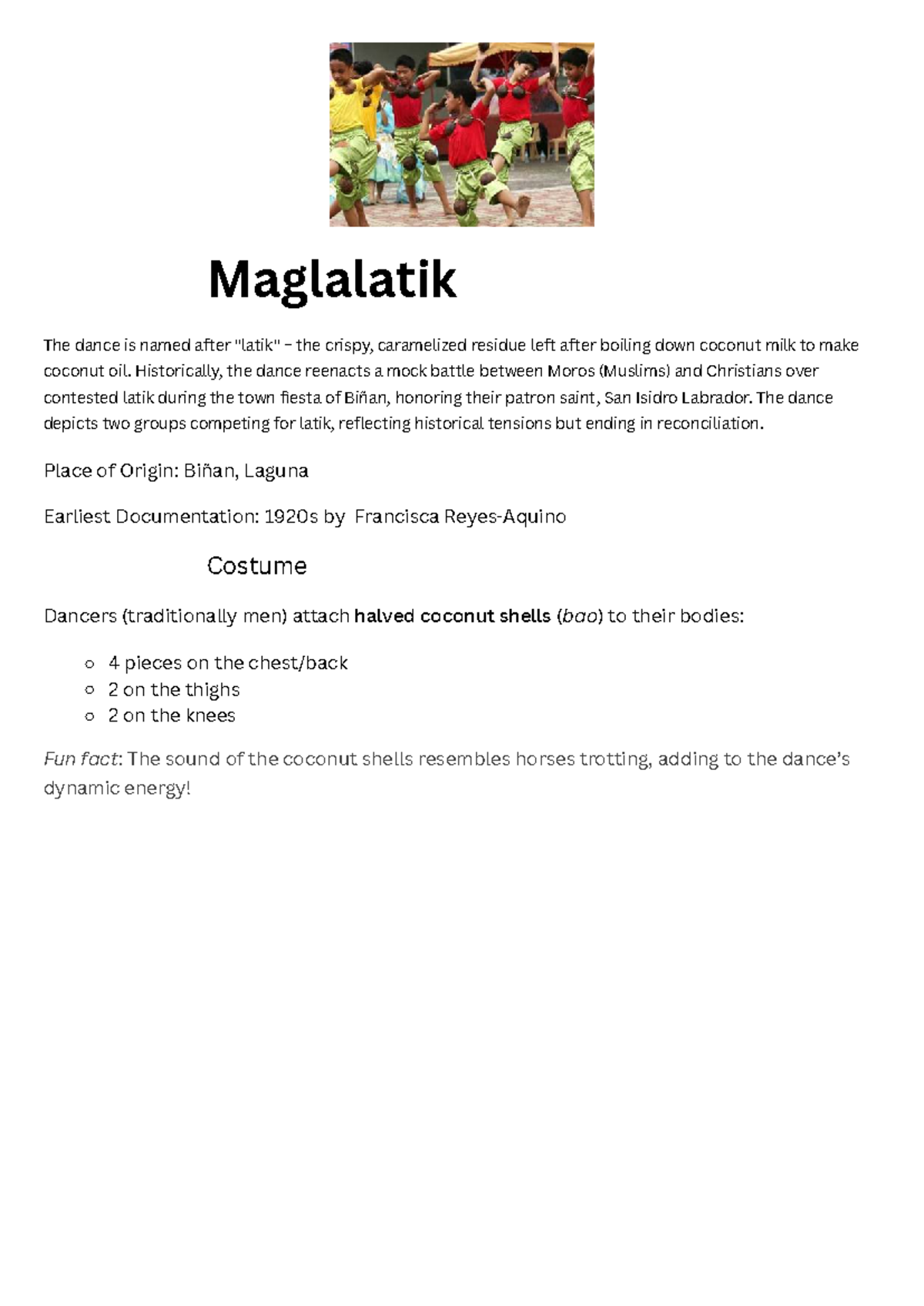 Maglalatik Dance: History and Cultural Significance (2025) - Studocu