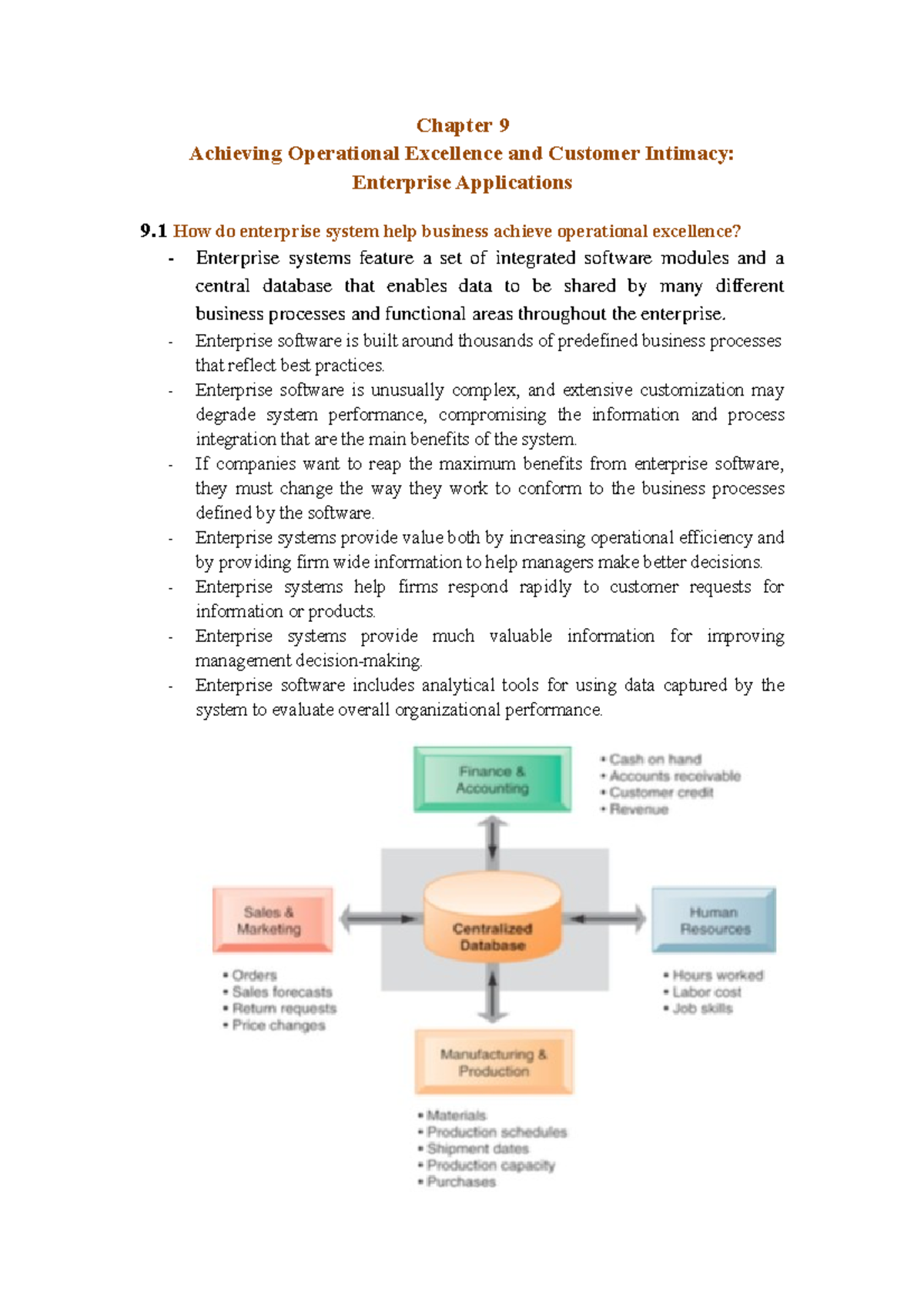 Ch 9 Achieving Operational Excellence and Customer Intimacy Enterprise ...