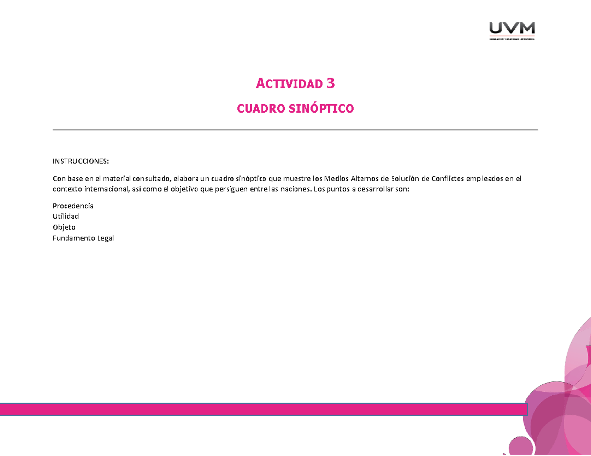A3 Cuadro Sinóptico: Medios Alternos de Solución de Conflictos - Studocu