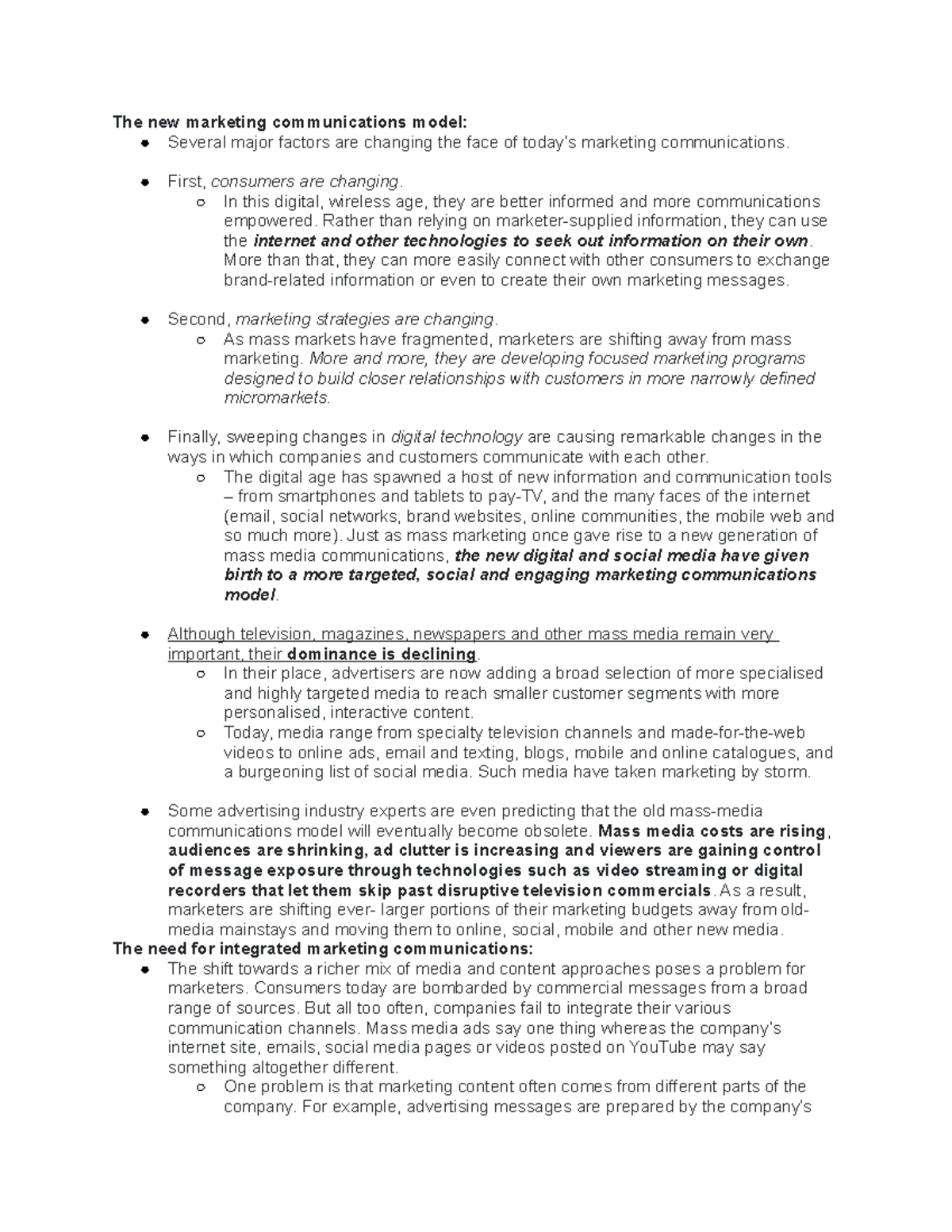 Assessment 3 planning - notes - The new marketing communications model ...