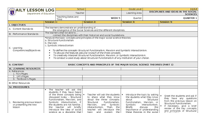 DISS 101: Week 5 Lesson on Social Science Theories - Studocu