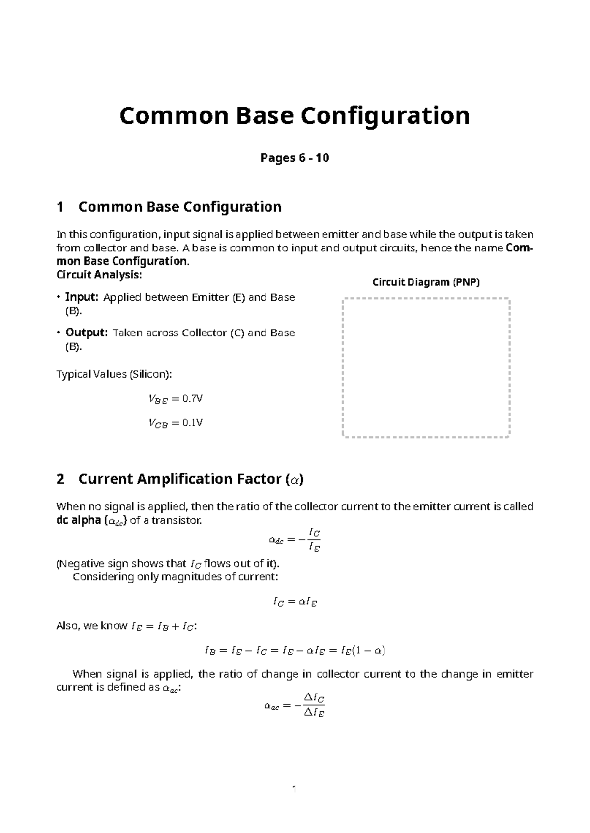 Common Base Configuration Analysis for Transistors (EE 101) - Studocu