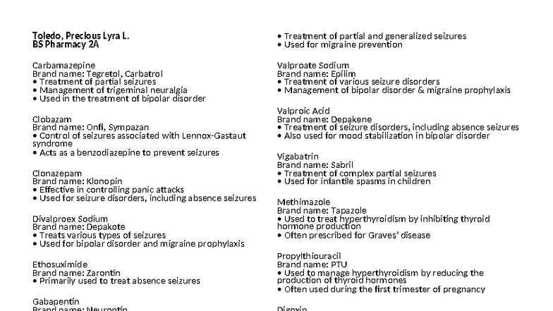 100 DAY LIST - List of one hundred drugs commonly used in the ...
