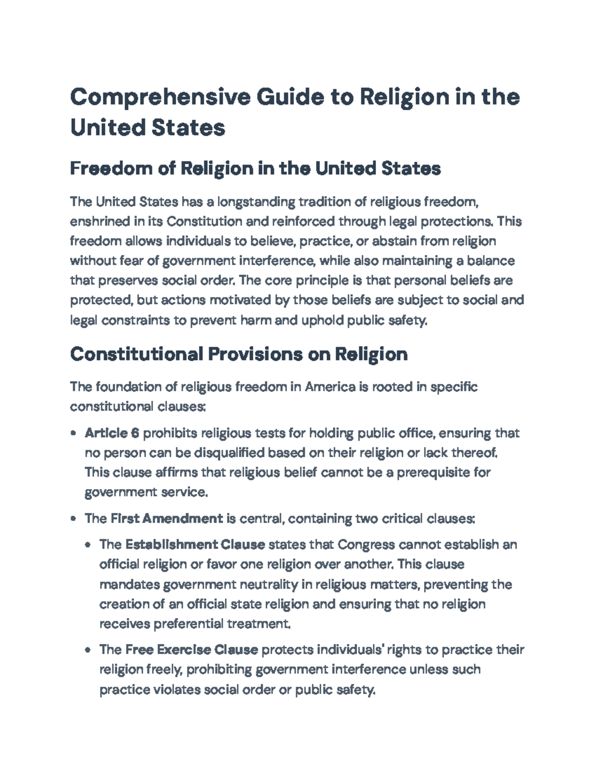 Comprehensive Overview of Religious Freedom in the U.S. and Its Impacts ...