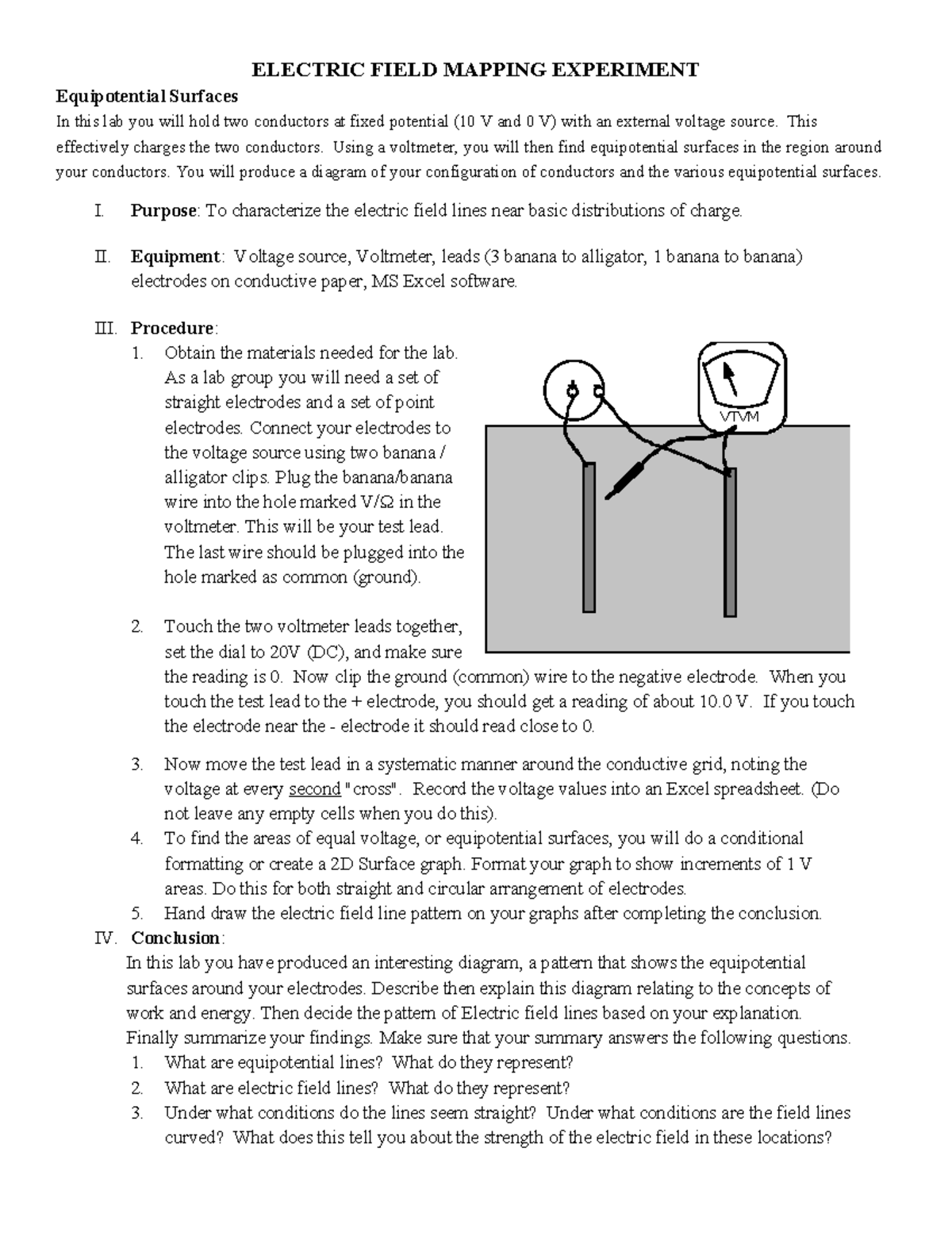 070 Electric Field Mapping Lab: Equipotential Surfaces Experiment - Studocu