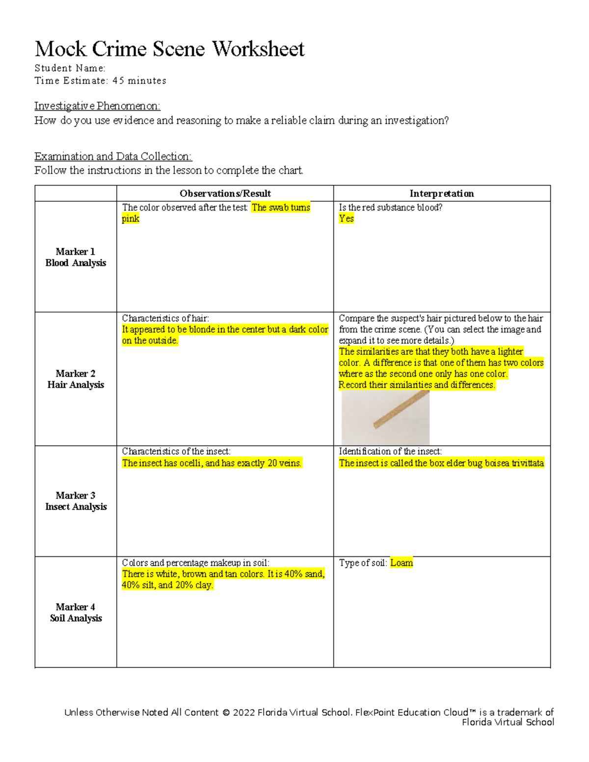 CRJ 202 Mock Crime Scene Analysis Worksheet - Studocu