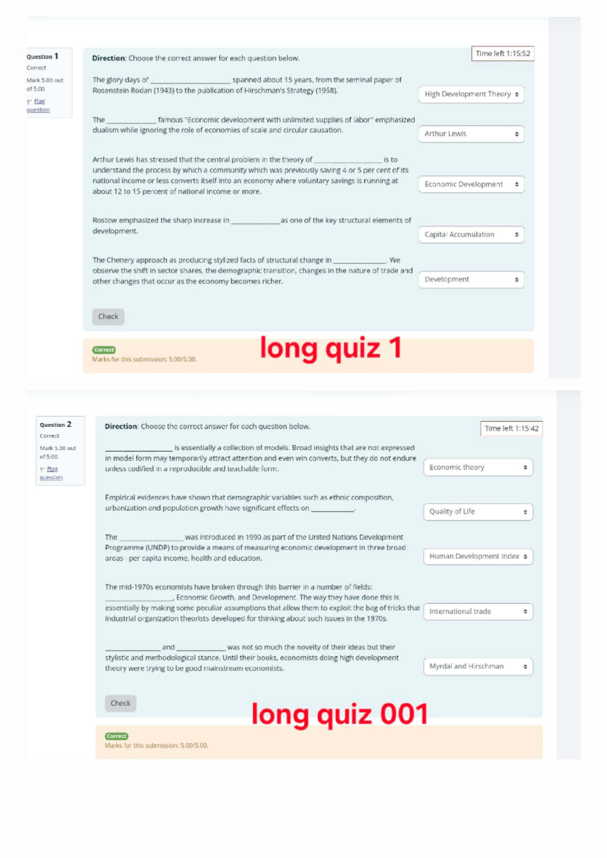 ECON6152 Long Quiz 001: Key Concepts in Development Economics - Studocu