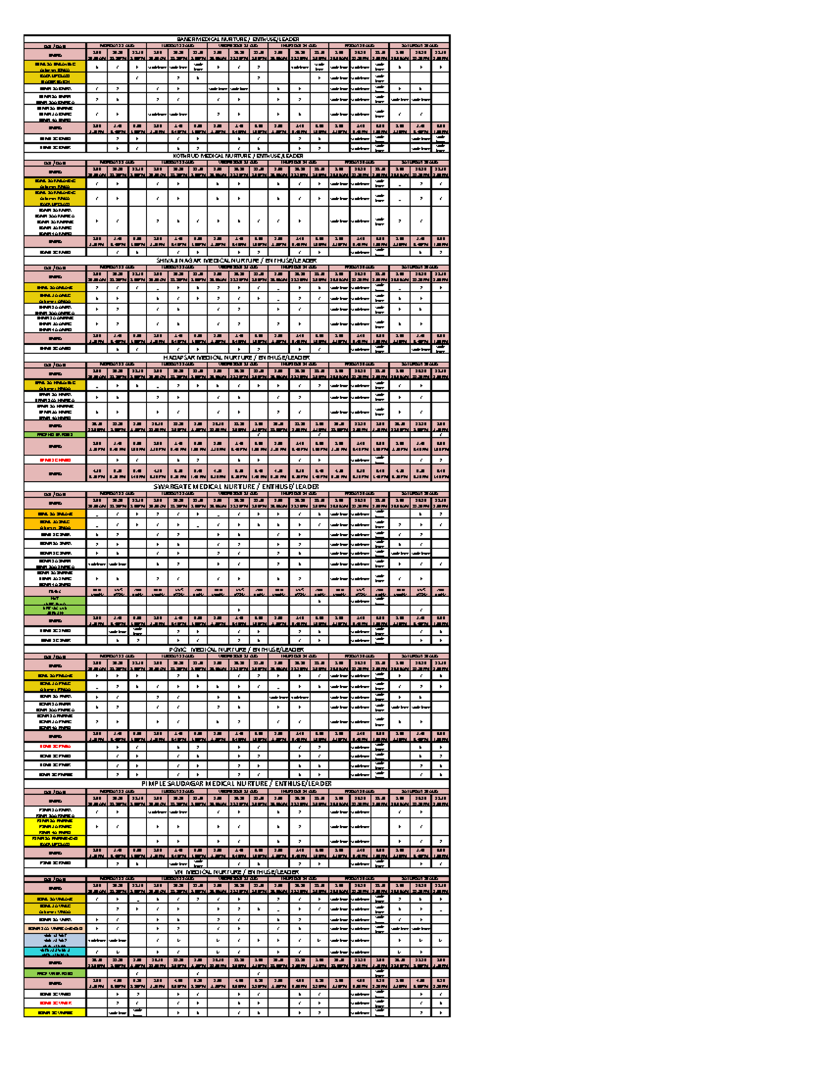 MED 11-16 AUG: Medical Nurture Class Schedule (Achiever) - Studocu