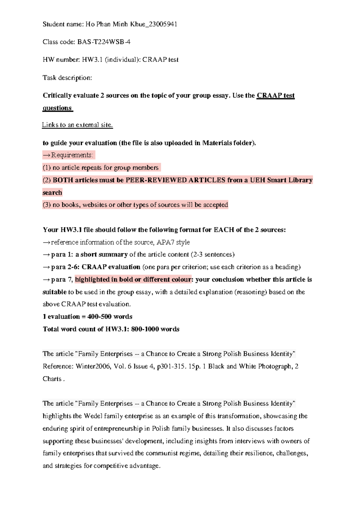 HW3.1: CRAAP Test Evaluation of Sources for Group Essay - BAS-T224WSB-4 ...